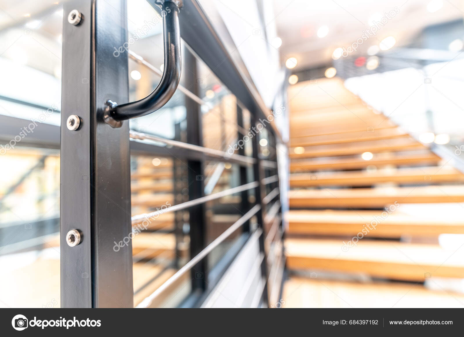 Barandilla Moderna Escalera Nuevo Edificio Terminado: fotografía de ...