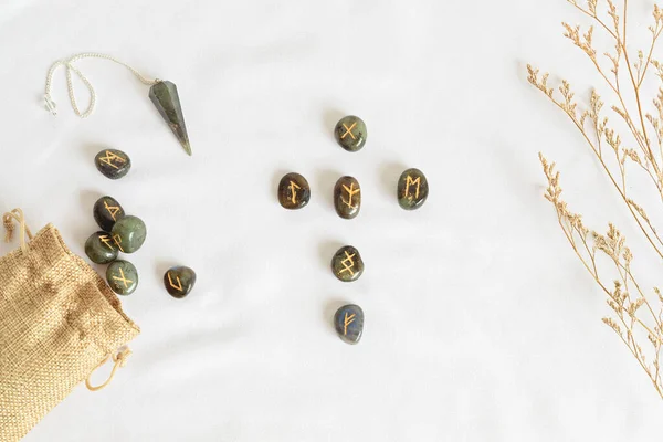 Set of rune stones for divination and fortune telling. Mystic still ...