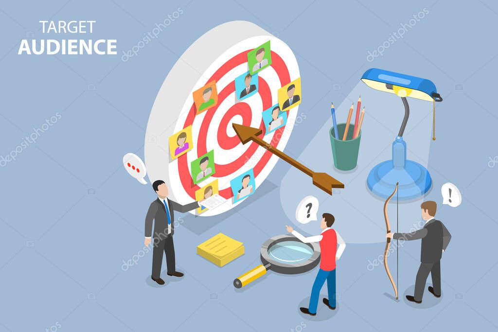 Ilustraci n conceptual del vector plano isom trico 3D del p blico objetivo, seleccionando el ...