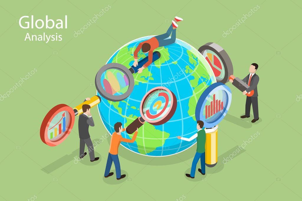 Ilustración conceptual de vectores planos isométricos 3D del análisis ...