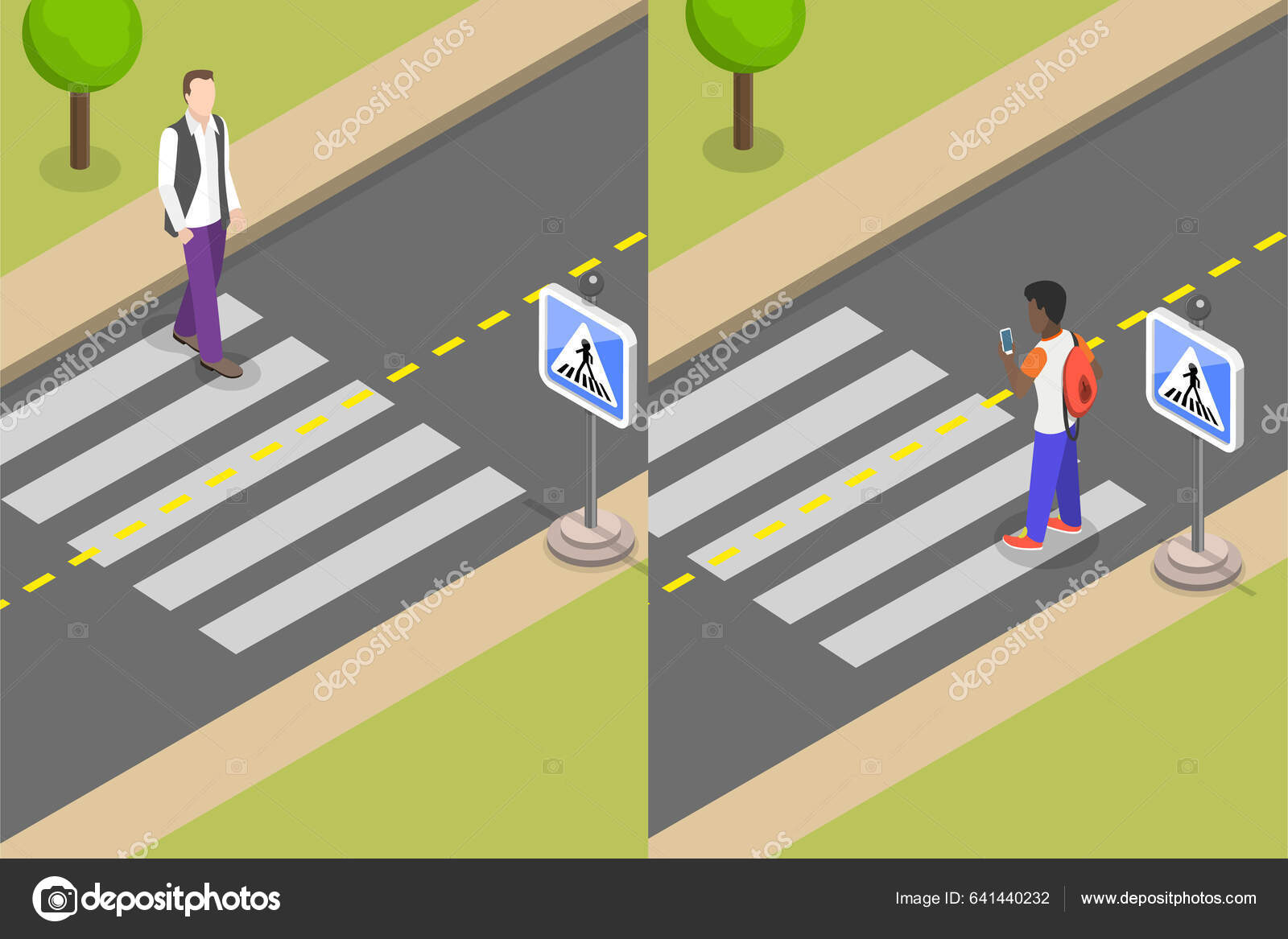 Isometric Flat Vector Conceptual Illustration Pedestrian Road Safety ...