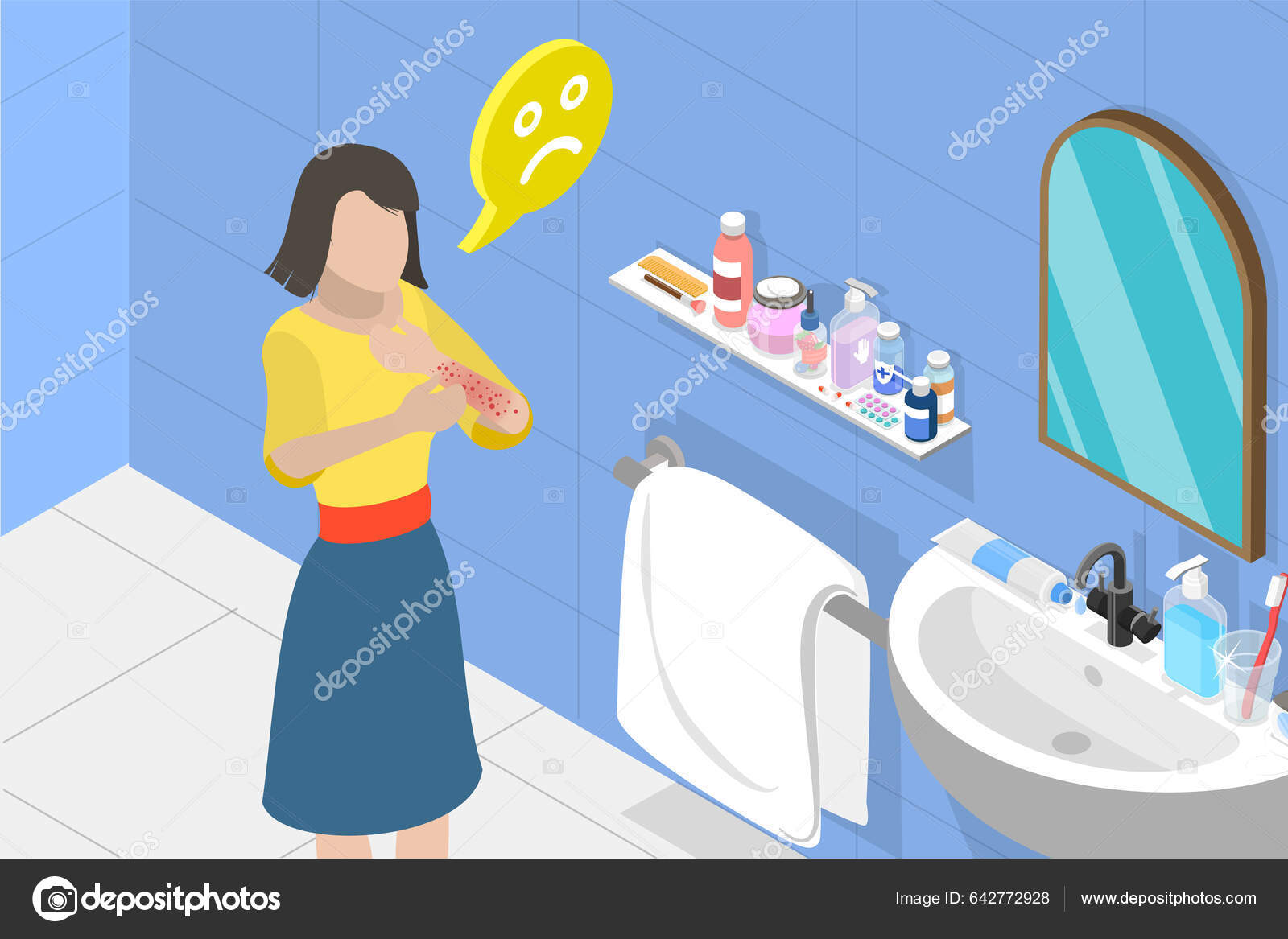 Isometric Flat Vector Conceptual Illustration Allergy Skin Atopic