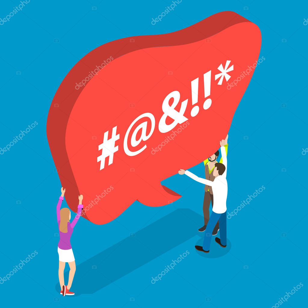 3D Isometric Flat Vector Conceptual Illustration of Profanity Speech ...