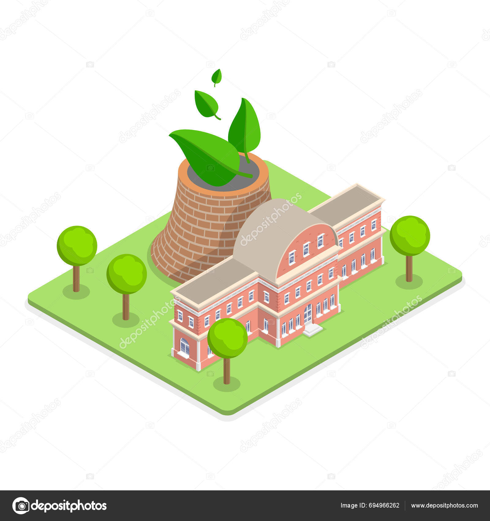Isometric Flat Vector Illustration Sustainable Lifestyle Green Electricity Food Production Stock ...