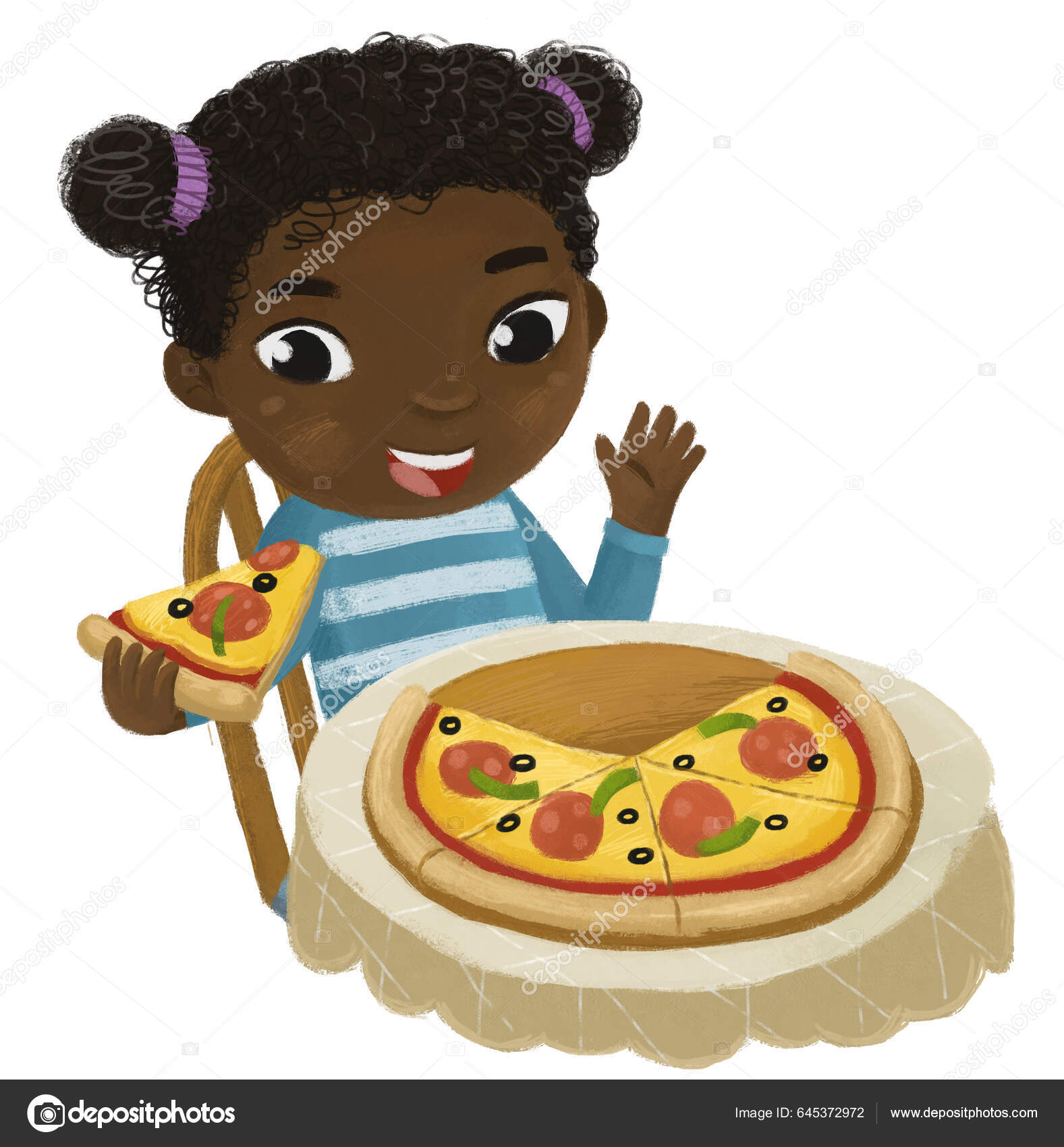 Girl Eating Dinner Clipart