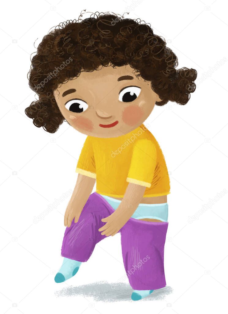dibujos animados niño niña quitarse o ponerse ropa por él mismo ...