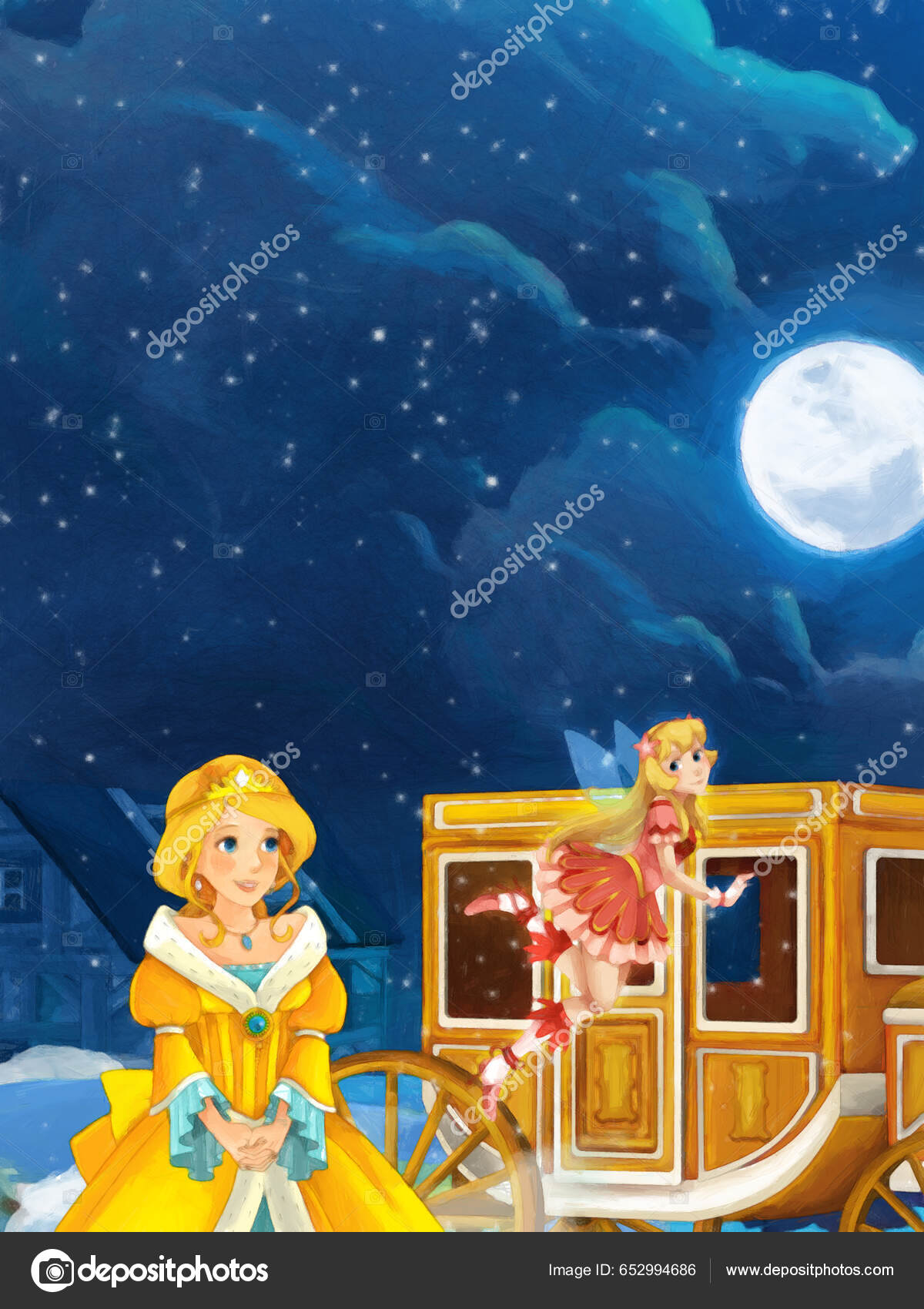 Cartoon Scene Princess Castle Illustration Children Artistic Painting ...