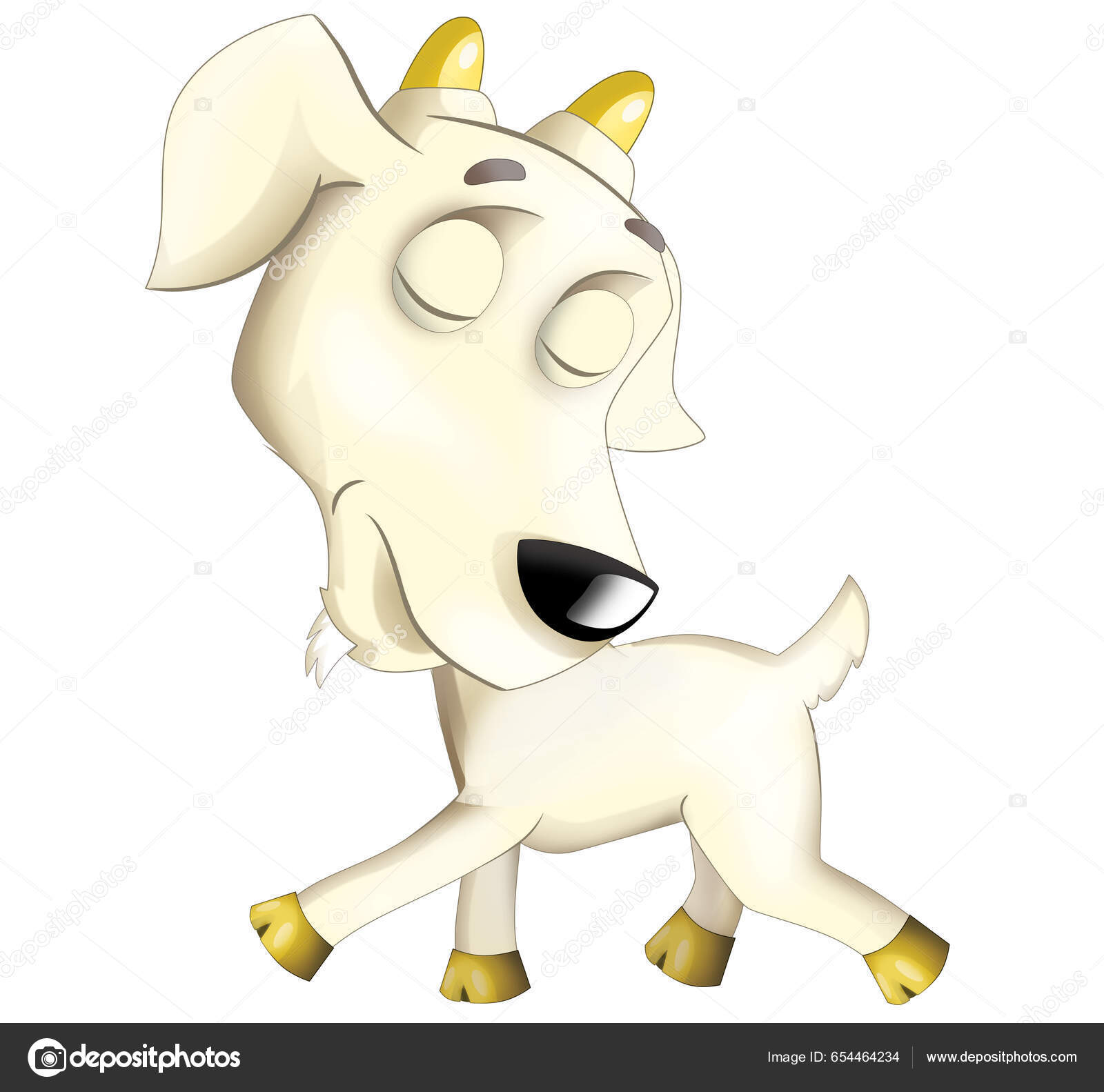 Cartoon Scene Happy Cheerful Goat Standing Illustration Kids Stock ...