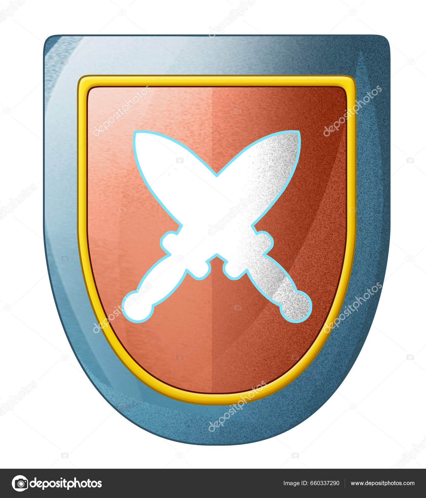 Cartoon Scene Medieval Metal Shield Isolated Illustration Kids Stock ...