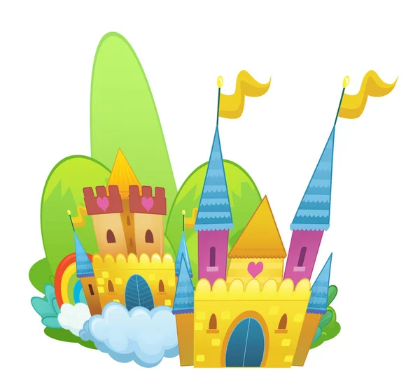 Dibujo Animado Hermoso Colorido Castillo Medieval Ilustración Aislada ...