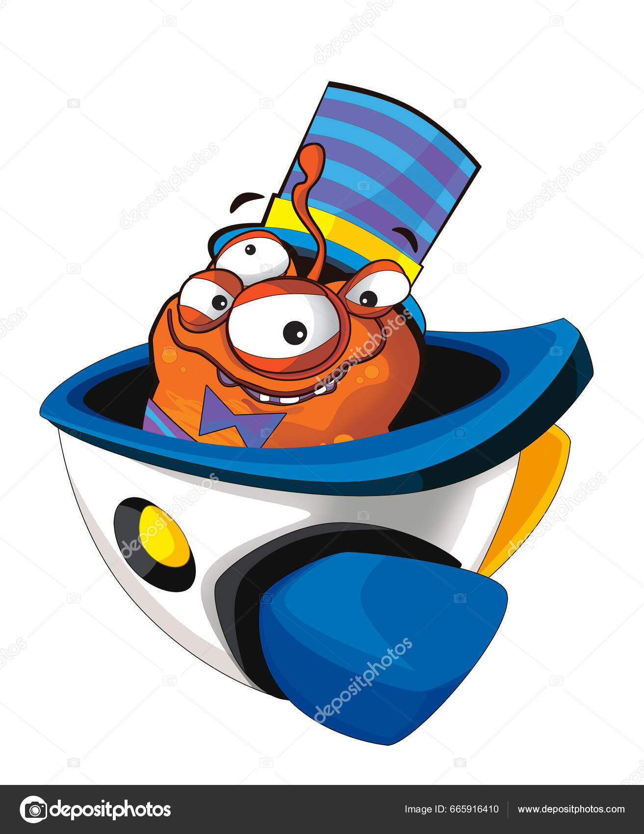 Cartoon Alien Creature Ufo Space Ship Star Ship Transportation Isolated ...