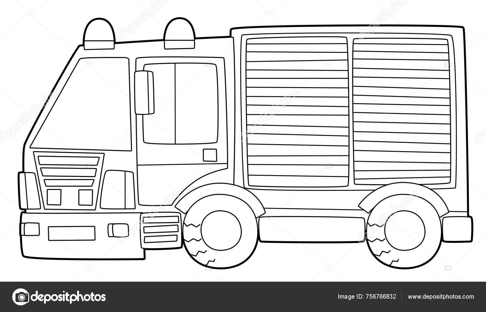 Coloring Page Fireman Fire Brigade Car Vehicle Coloring Page Isolated ...