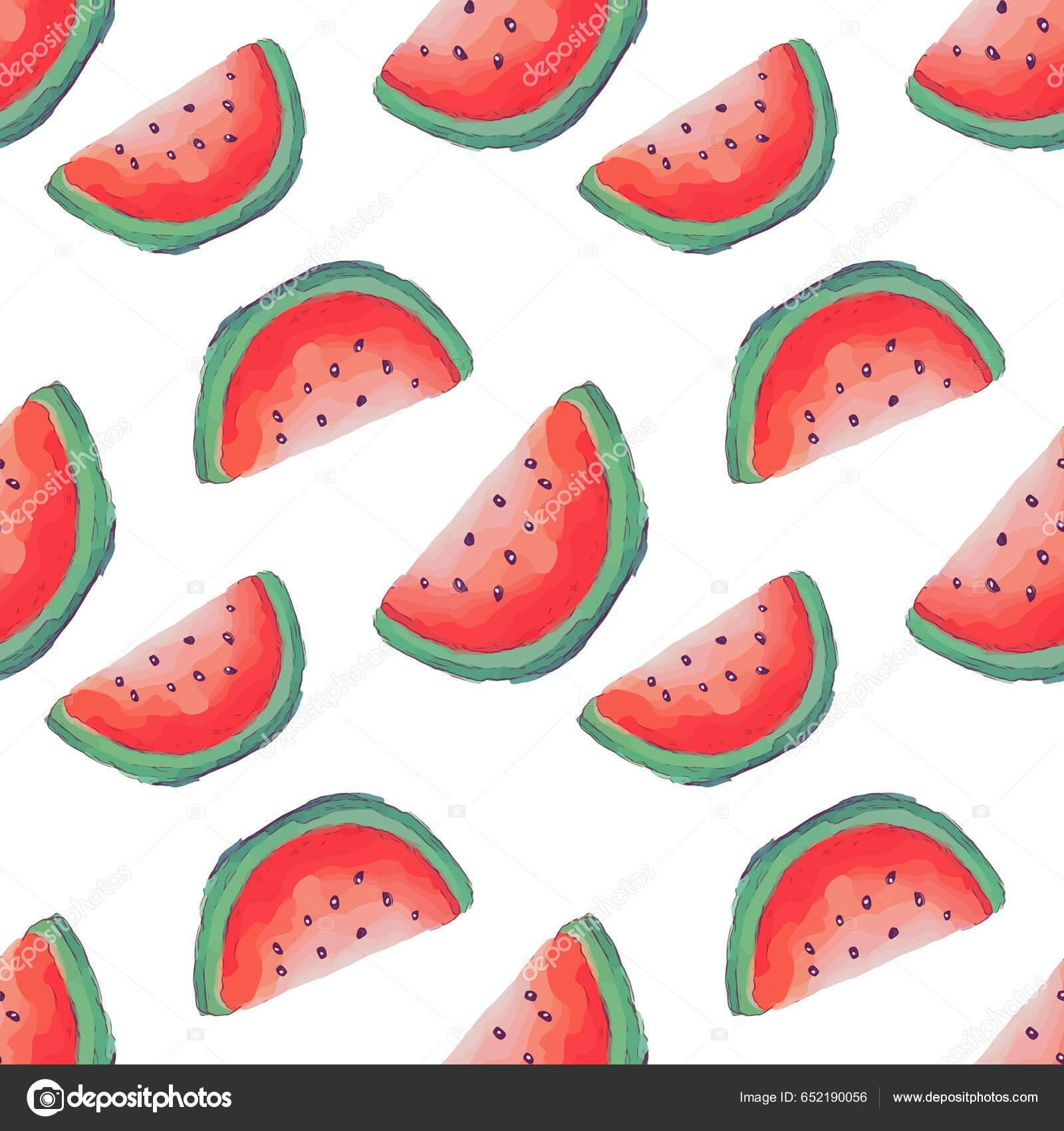 Watercolor Pieces Watermelon Seamless Pattern Background Stock Vector ...