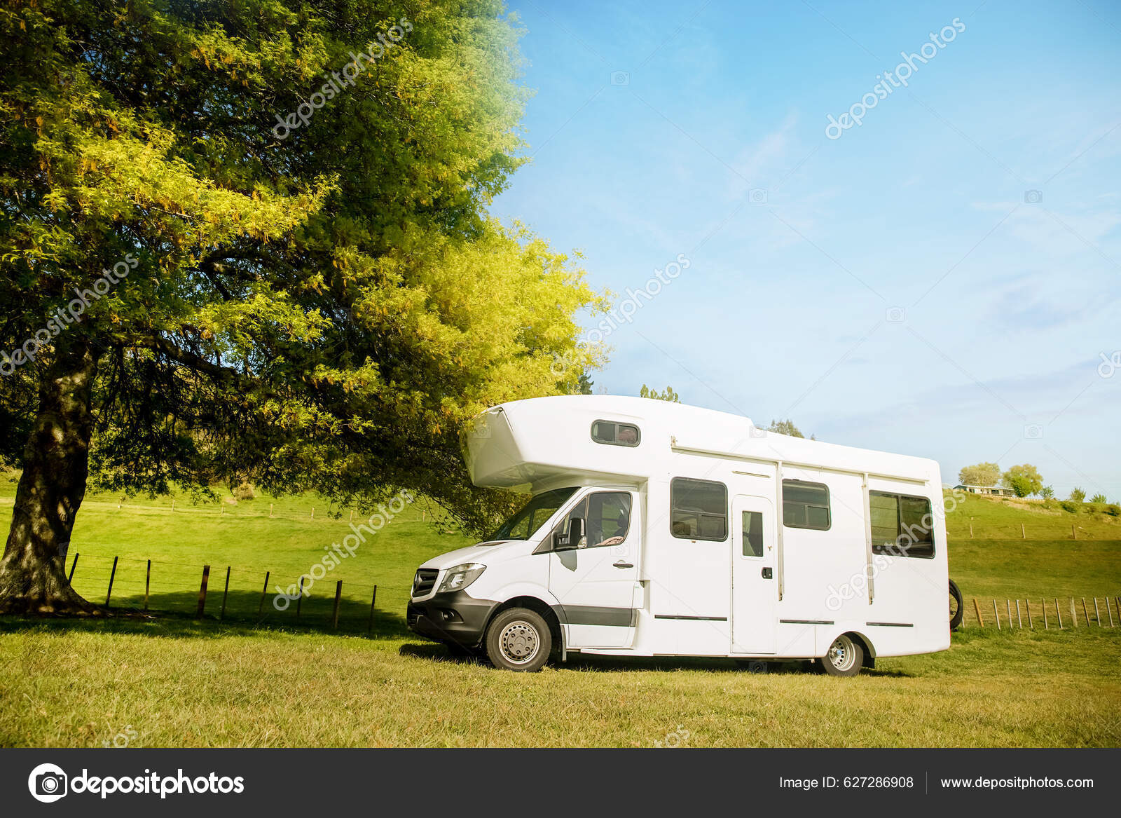 Motorhome Caravan Campervan Natural Background Vanlife Concept Road ...
