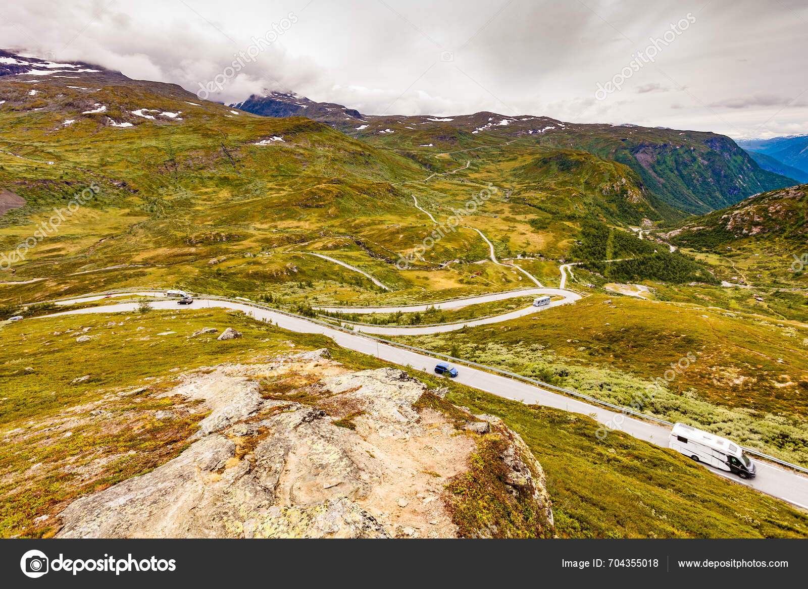 Summer Mountains Landscape Norway Valley Winding Road National Tourist ...