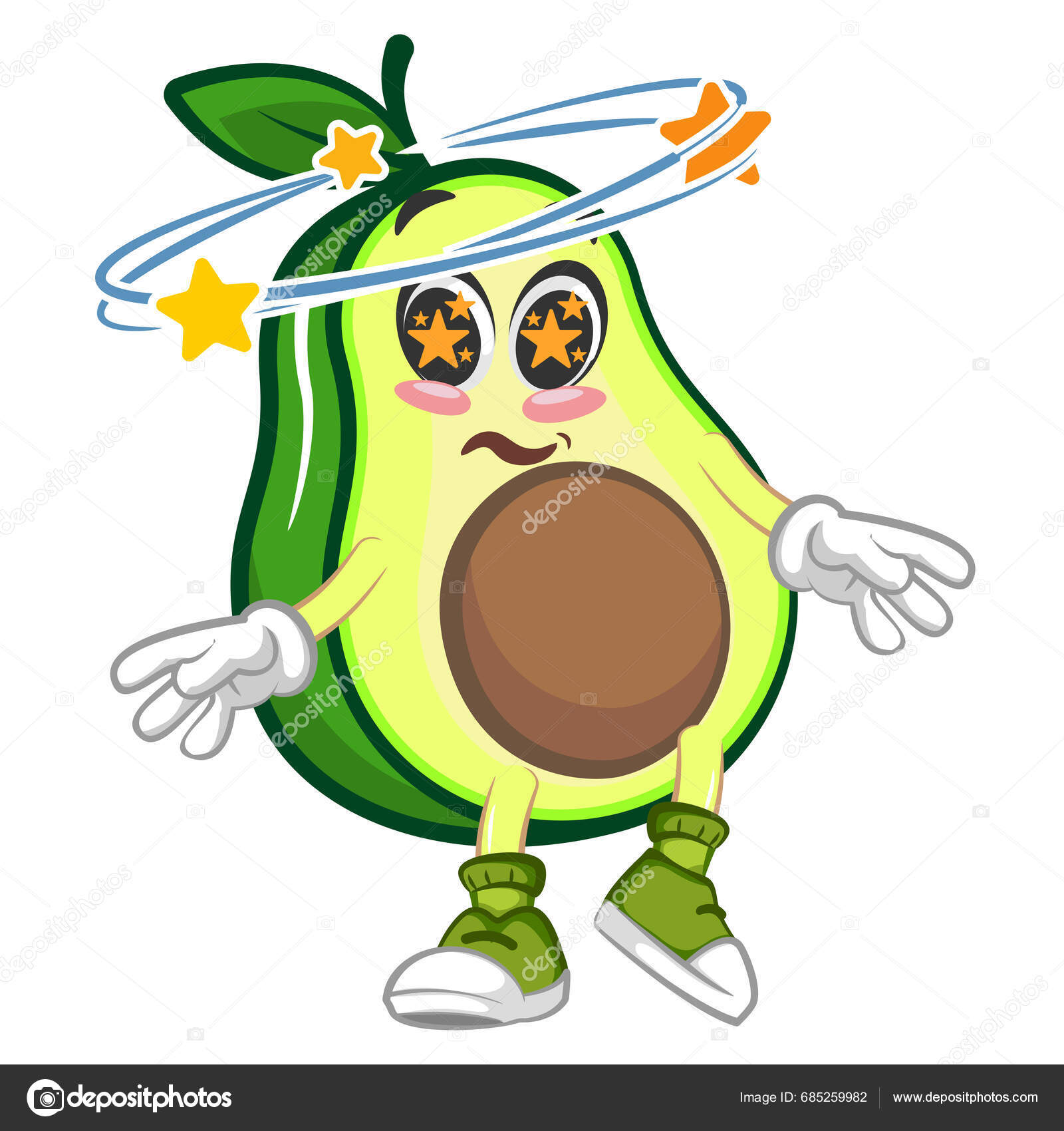 Abacate Bonito Cartoon Mascote Ilustração Vetor Tonto Vetor de stock de ...