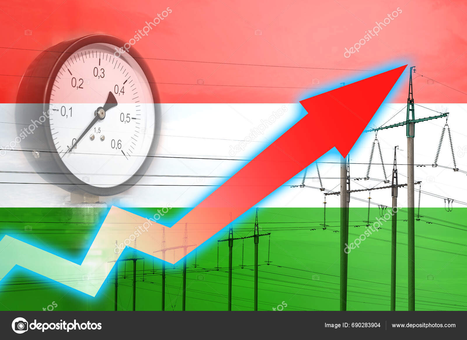 Energy Crisis Graph Background Flag Hungary Global Energy Crisis ...