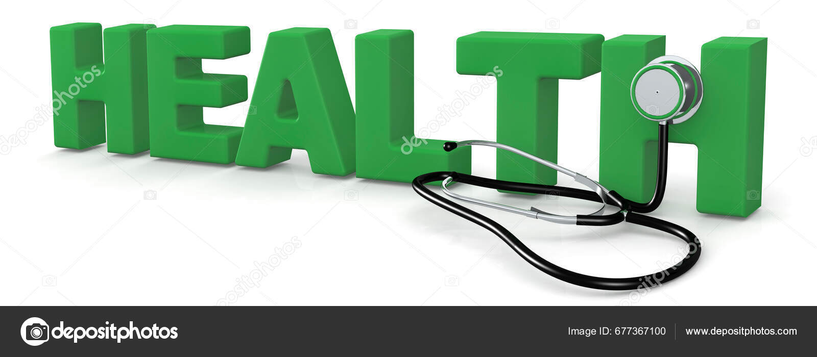 Palabra Salud Con Estetoscopio Aislado Renderizado — Foto de stock ...