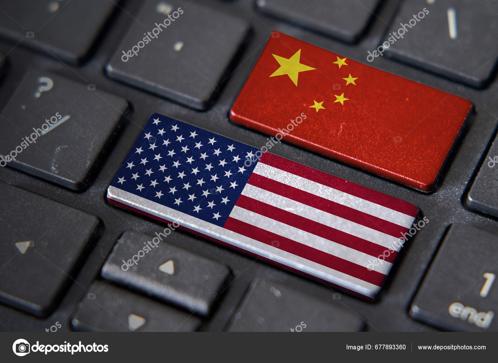 American Chinese Flags Computer Keyboard Relationship Two Countries ...