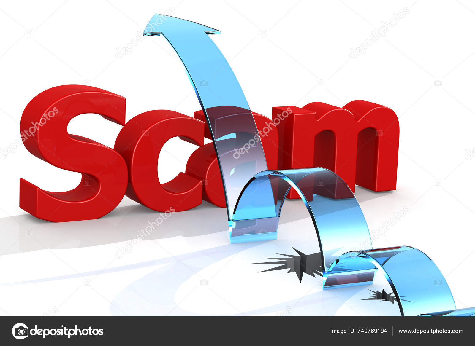 Blue Arrow Jump Scam Word Rendering — Stock Photo © tang90246 #740789194