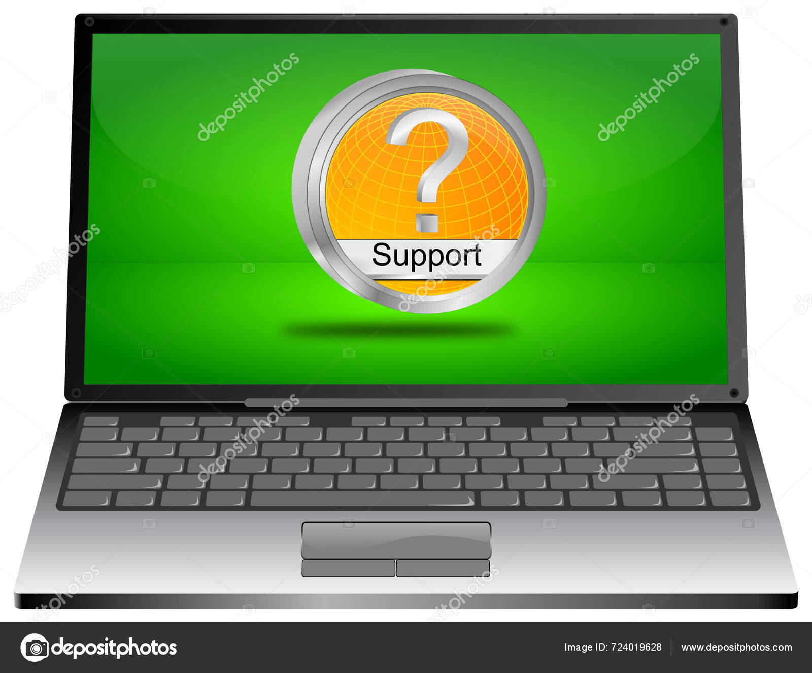 Laptop Computer Support Button Orange Green Desktop Illustration ...