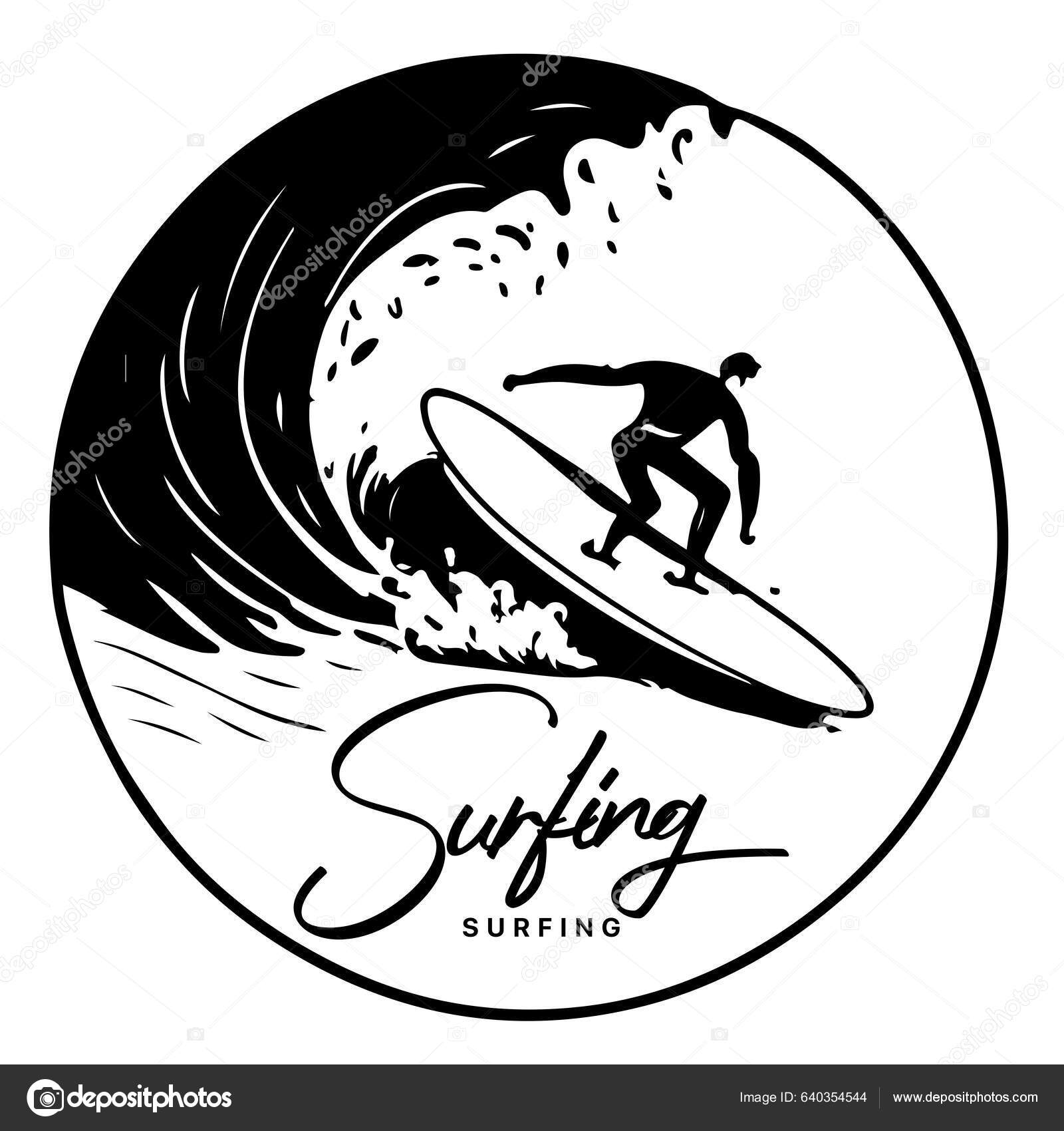 Surfing Logo Design Surfer Wave Vector Illustration Stock Vector by ...