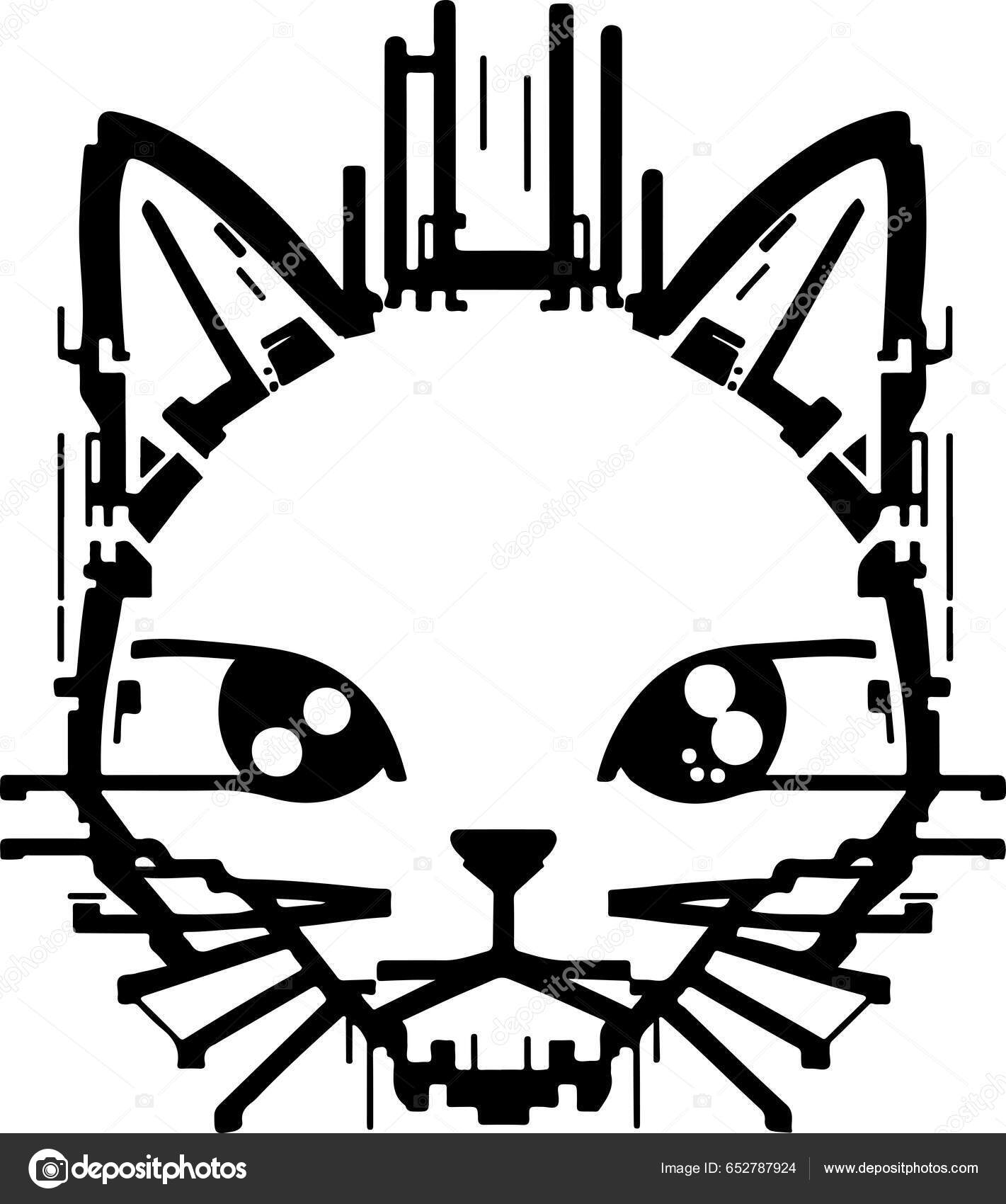 Ilustração Técnica Design Vetor Logotipo Mascote Personagem Gato ...