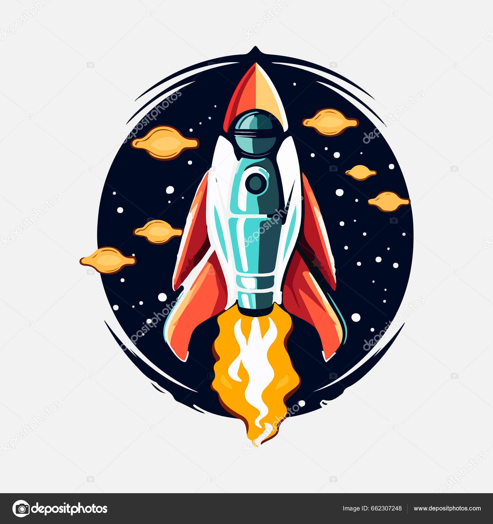 Logo Nave Espacio Satelite Transbordador Retro Luna Descubrimiento ...
