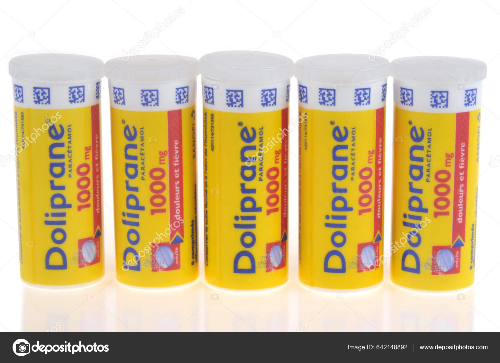 Tubes Doliprane 1000 Scored Effervescent Tablets Close White Background ...