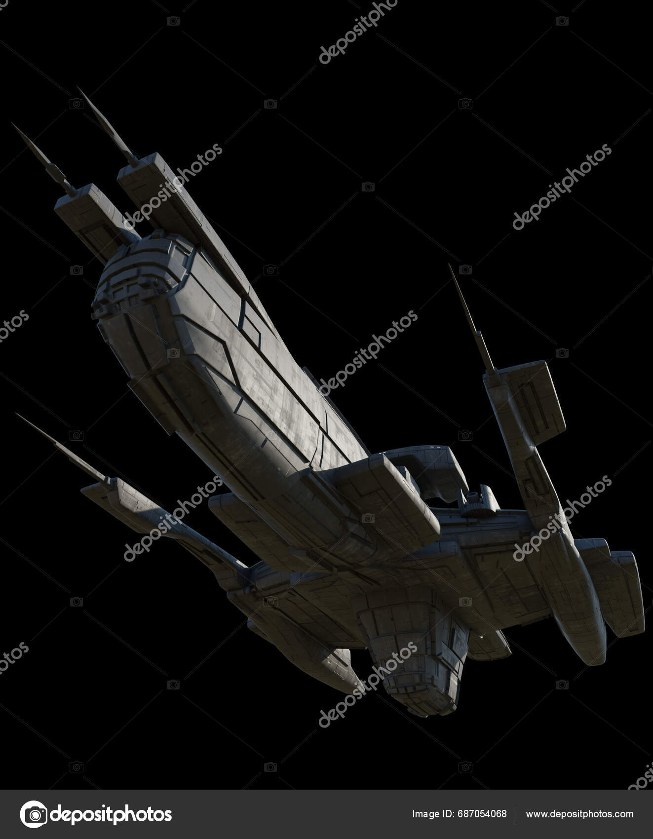 Spaceship Command Vessel Black Background View Digitally Rendered ...