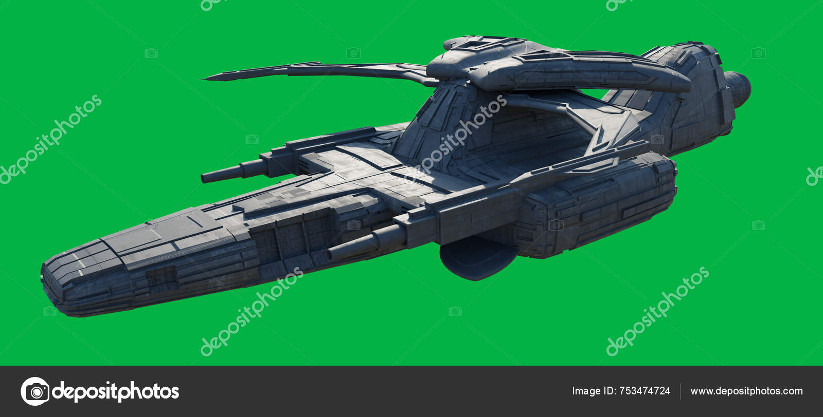 Alien Space Ship Green Screen Background Side View Digitally Rendered ...