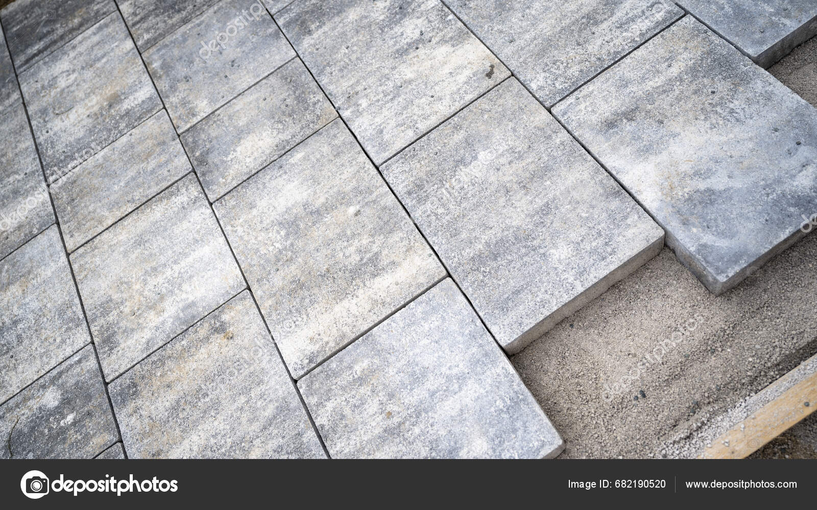 Unfinished Floor Sidewalk Paved Cement Tiles Construction Porgess ...