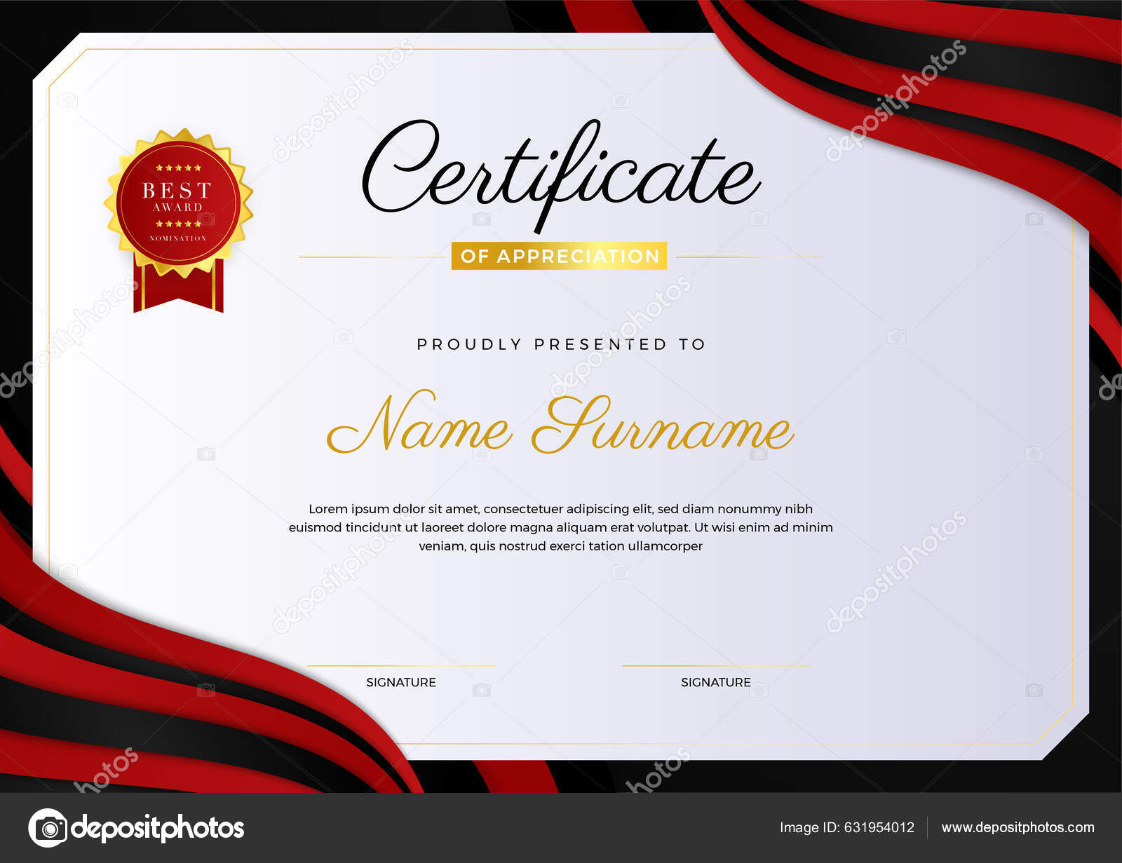 Modern Elegant Black Red Diploma Certificate Template Stock Vector by ...