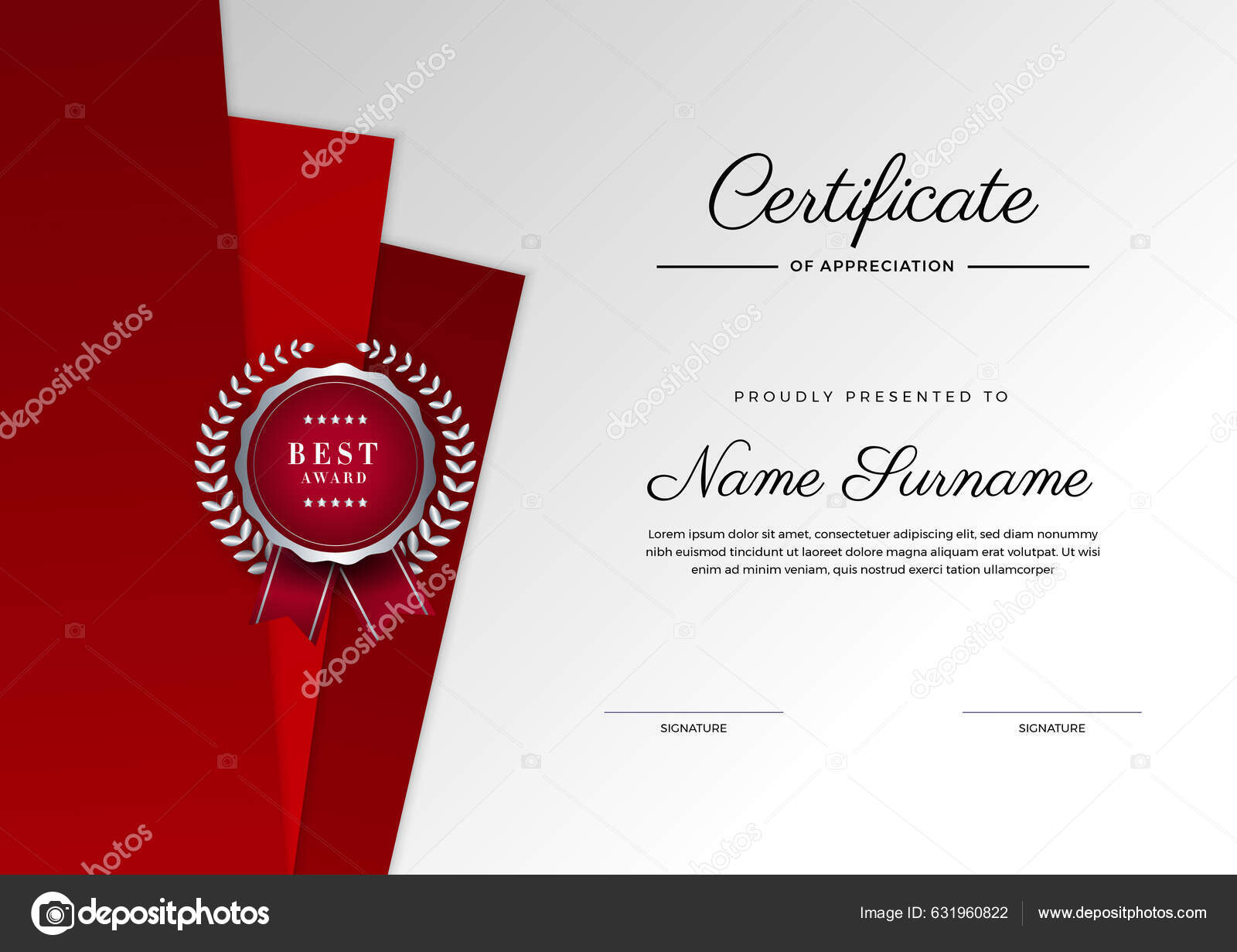Modern Elegant Red White Diploma Certificate Template Stock Vector by ...