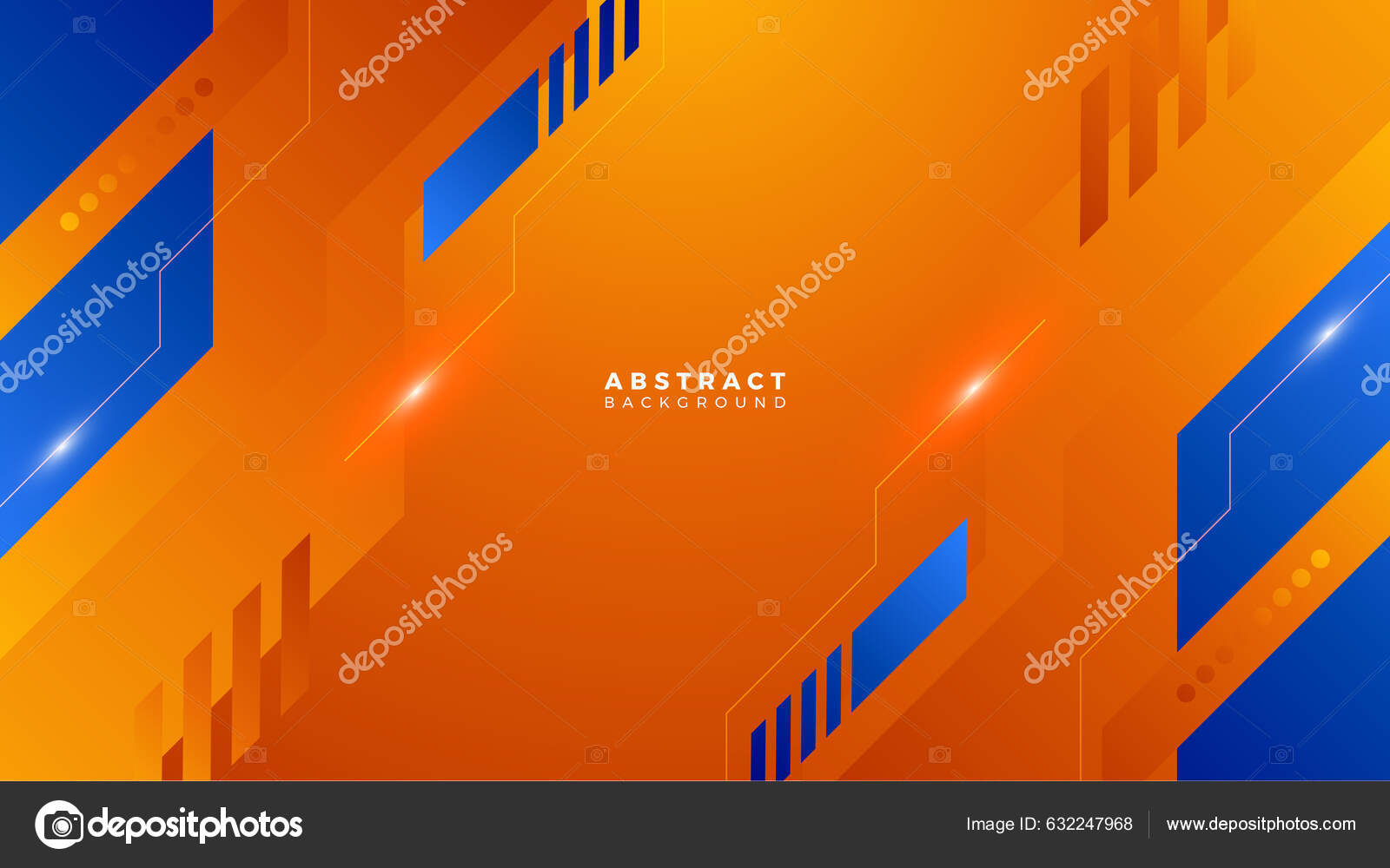 Abstract Blue Orange Banner Geometric Shapes Vector Technology ...