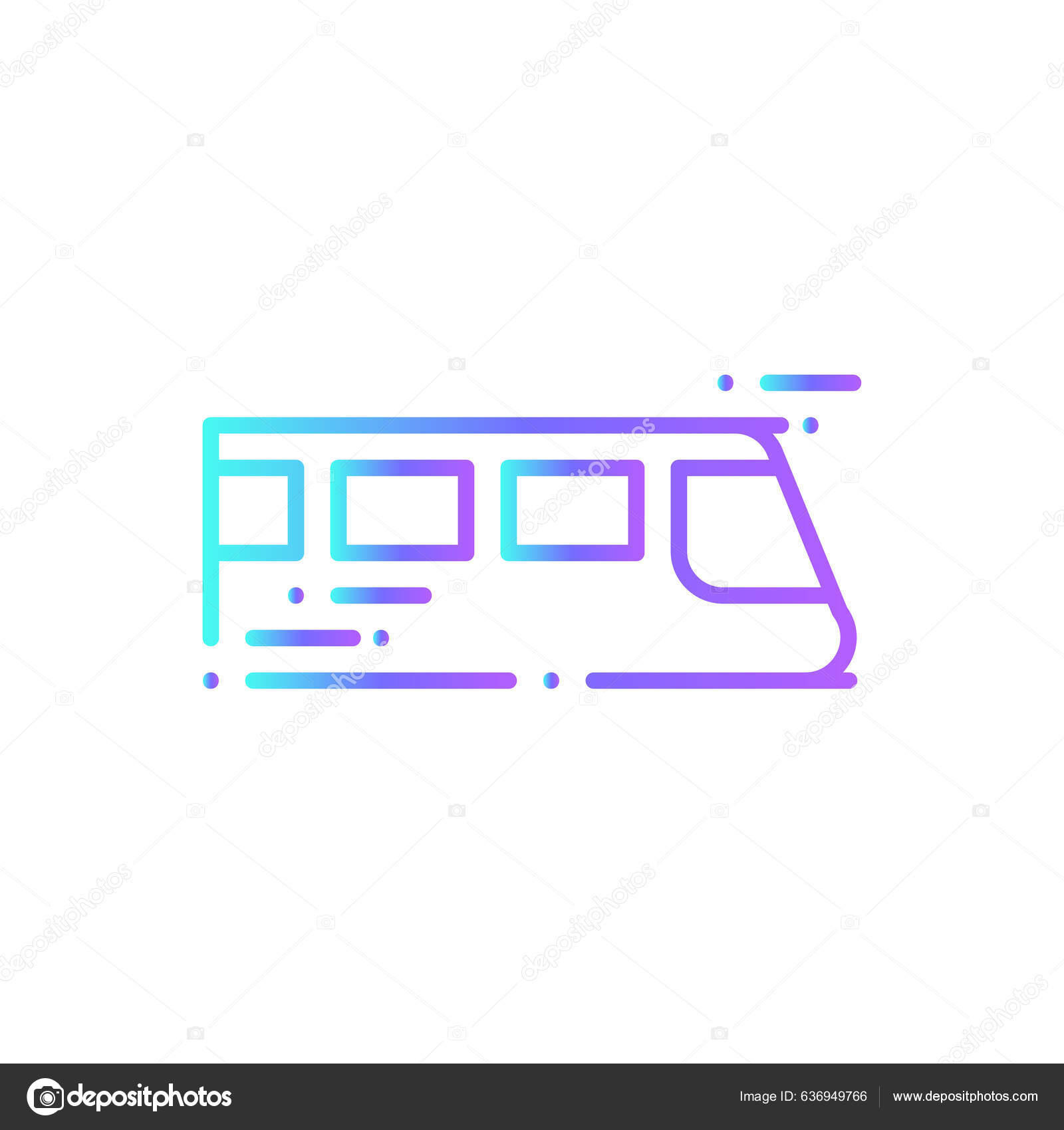 Train Transportation Icon Blue Gradient Outline Style Vehicle Symbol ...