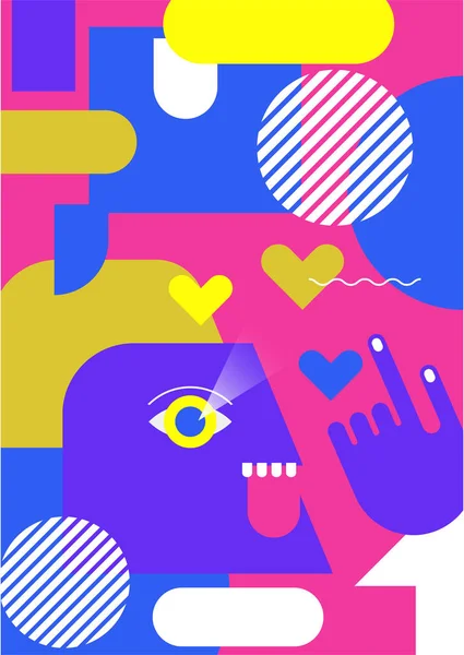 Abstract Pop Art Collage Surrealism Face Design Vector Illustration