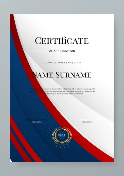 Modern Elegant Blue Red Award Business Certificate Design Template ...