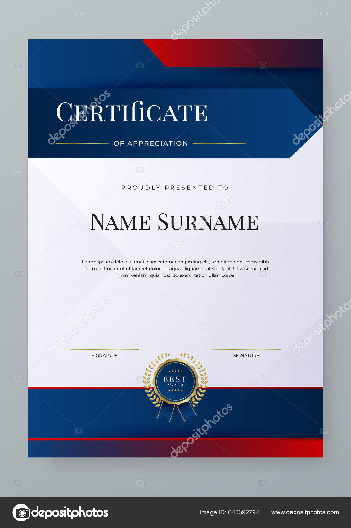 Modern Blue Red Gradient Certificate Template Stock Vector by ©salmanalfa 640392794