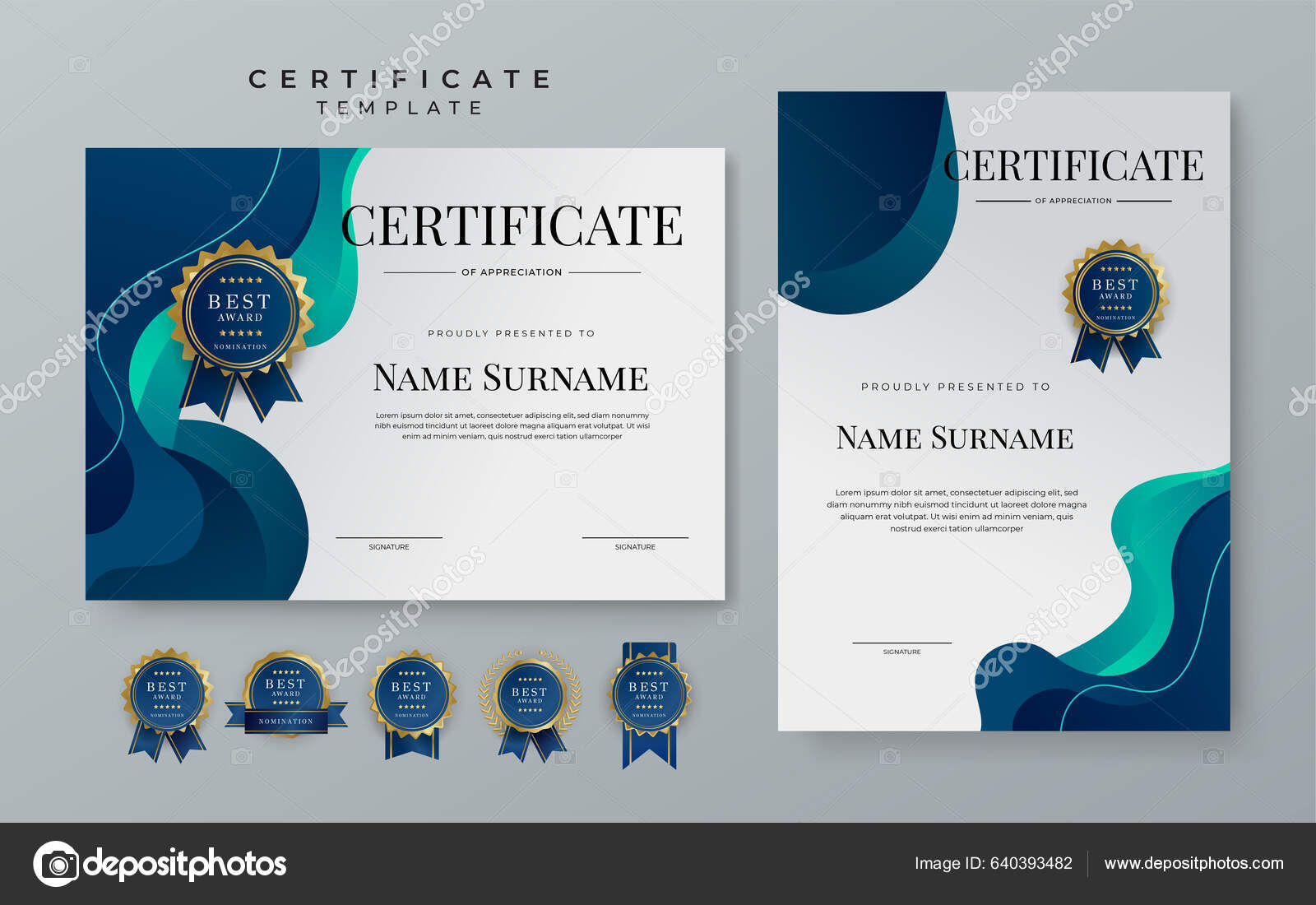 Premium Blue Gradient Modern Certificate Template Blue Certificate Achievement Template Stock ...