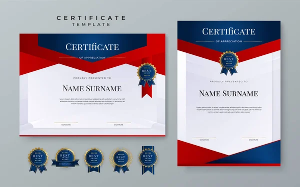 Modern Red Blue Certificate Template Stock Vector by ©salmanalfa 640391754
