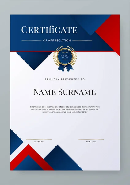 Modern Blue Red Gradient Certificate Template Stock Vector by ...