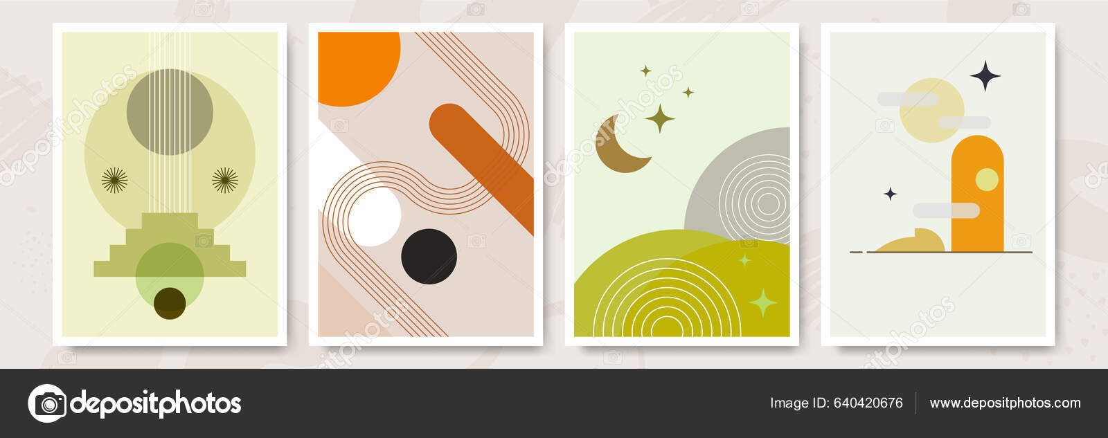 Modern Abstract Aesthetic Set Geometric Balance Shapes Stairs Plants ...