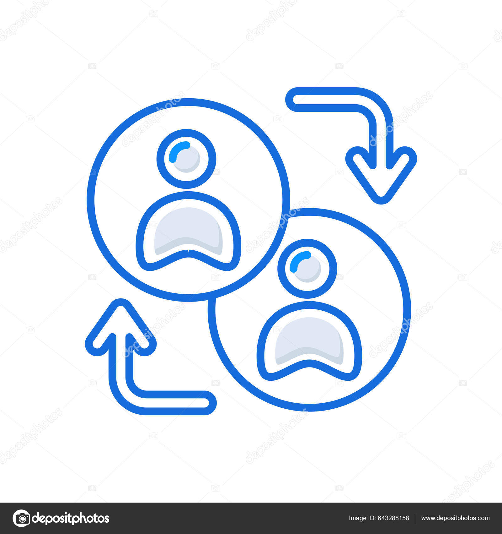 Interaction Business Management Icon Blue Outline Style Interaction ...