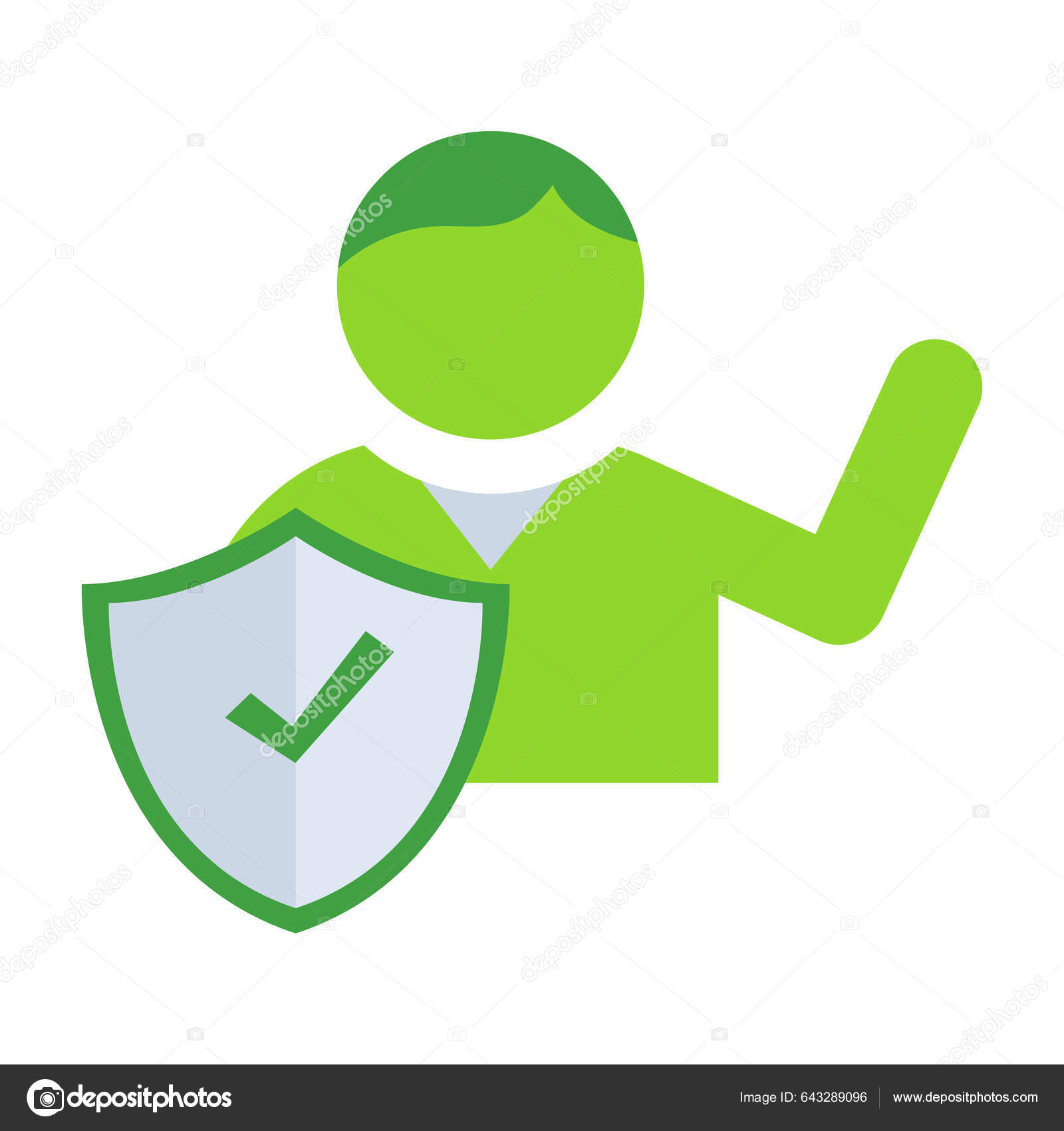 Shield Business People Icon Green Outline Style Sign Icon Shield Stock ...