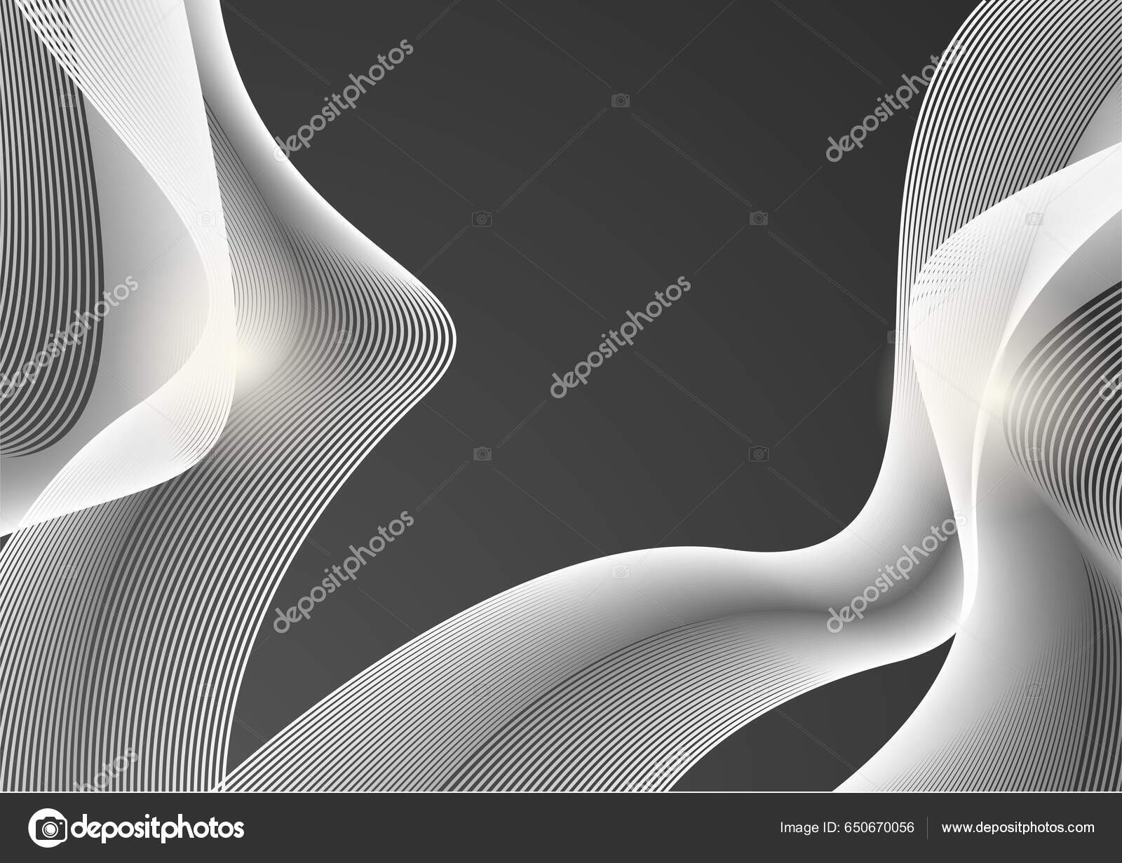 Abstract Wave Curve Vector Line Black Background Modern Wavy Line Stock ...