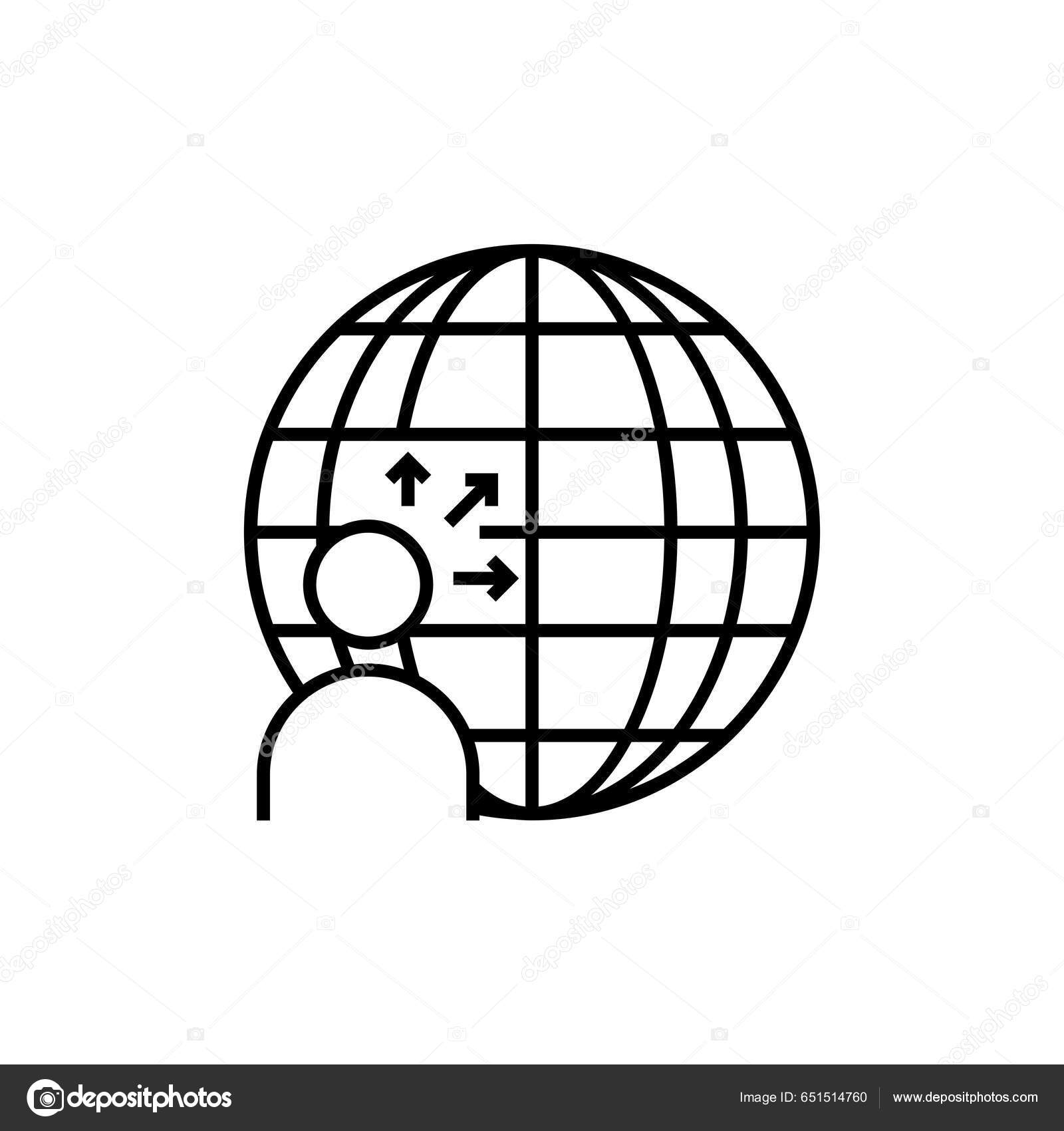 Outsourcing Teamwork Management Icon Black Outline Style Person ...