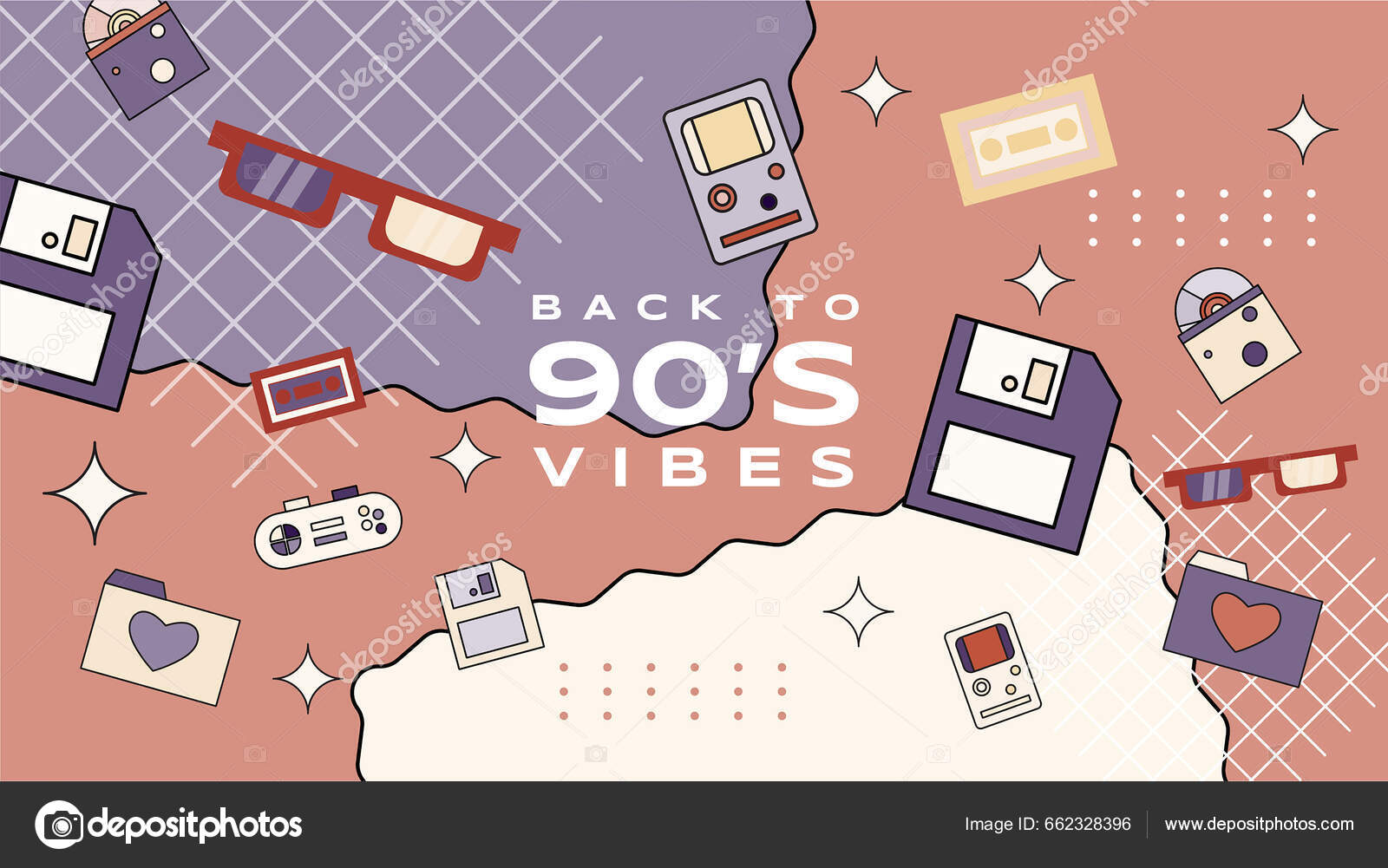 90S Vibes Set Trendy 1990S Elements Collection Retro Technic Things ...