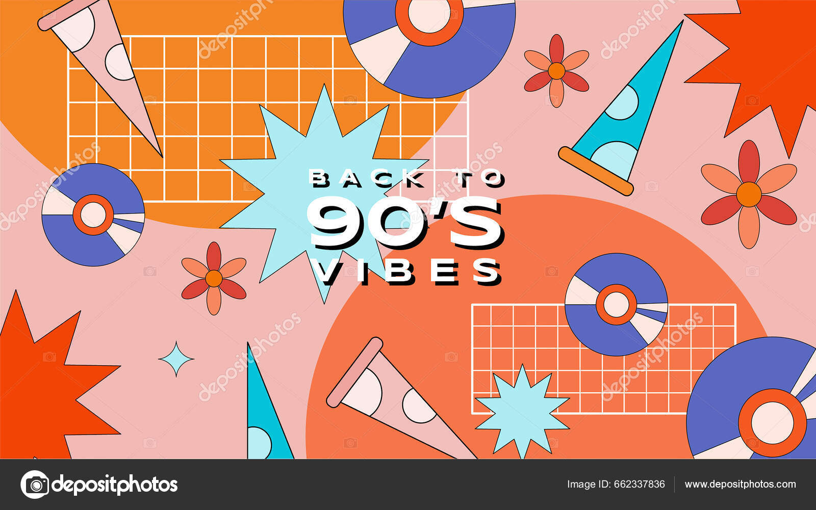 Vector Hand Draw Nostalgic Back 90'S Template Stock Vector by ...