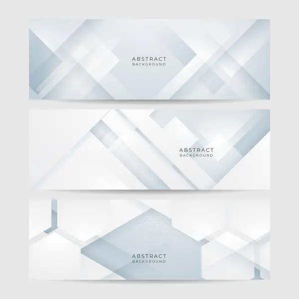 Elegant Abstract White Banner Background Shiny Lines Stock Vector by ...